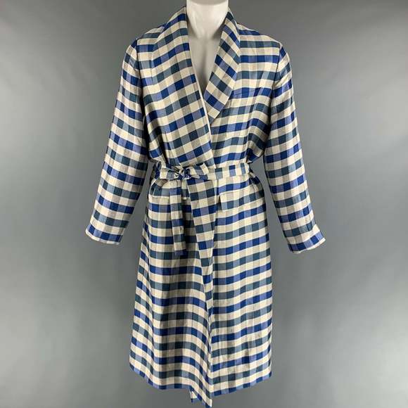 La Perla | Jackets & Coats | La Perla Blue Off White Checkered Silk ...